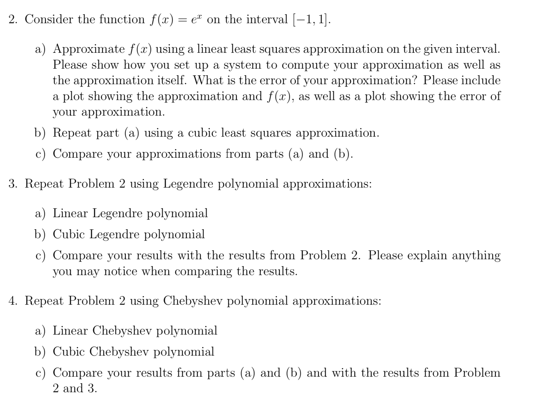 Solved 2. Consider the function f(x)=ex on the interval | Chegg.com