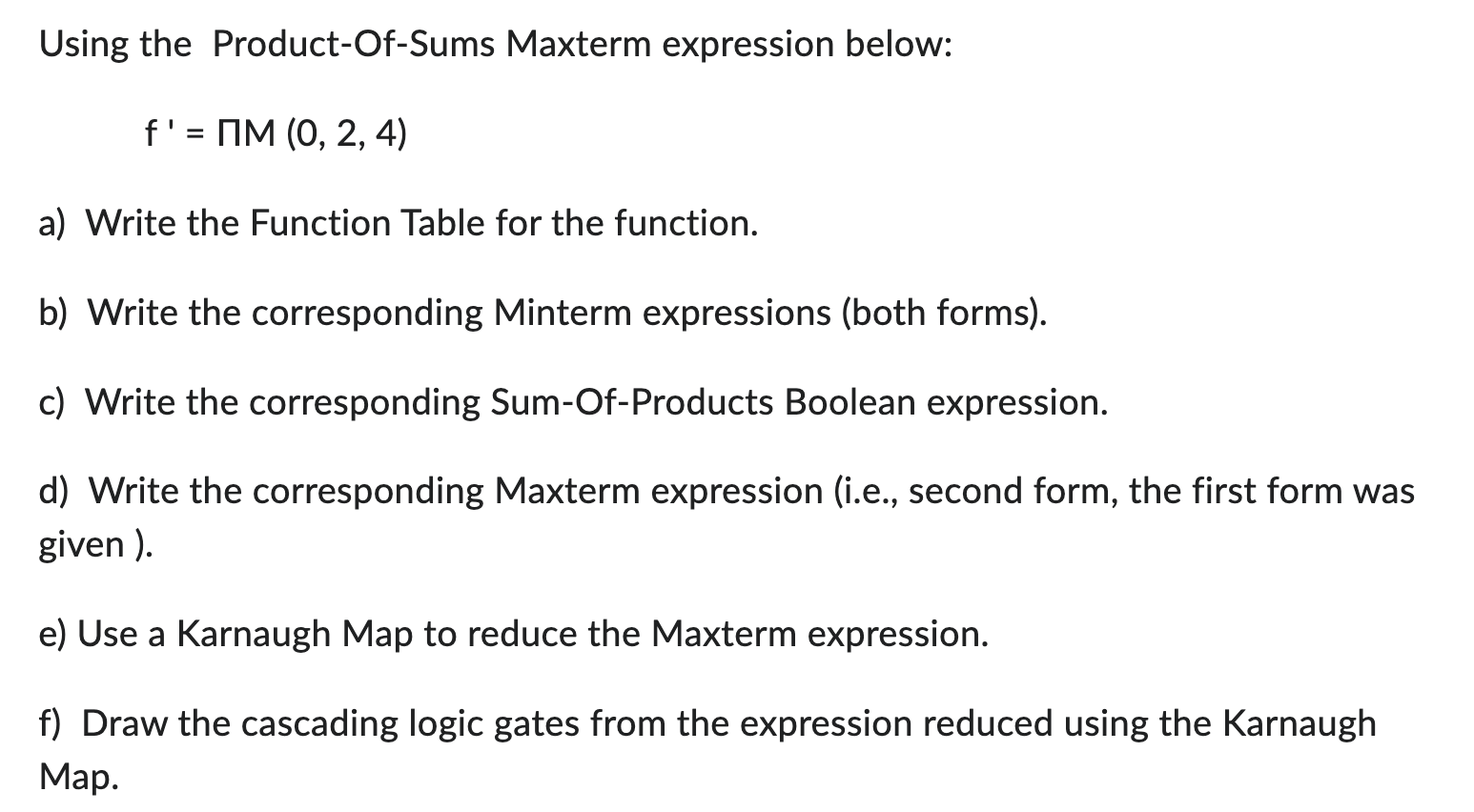Solved Using the Product-Of-Sums Maxterm expression below: | Chegg.com
