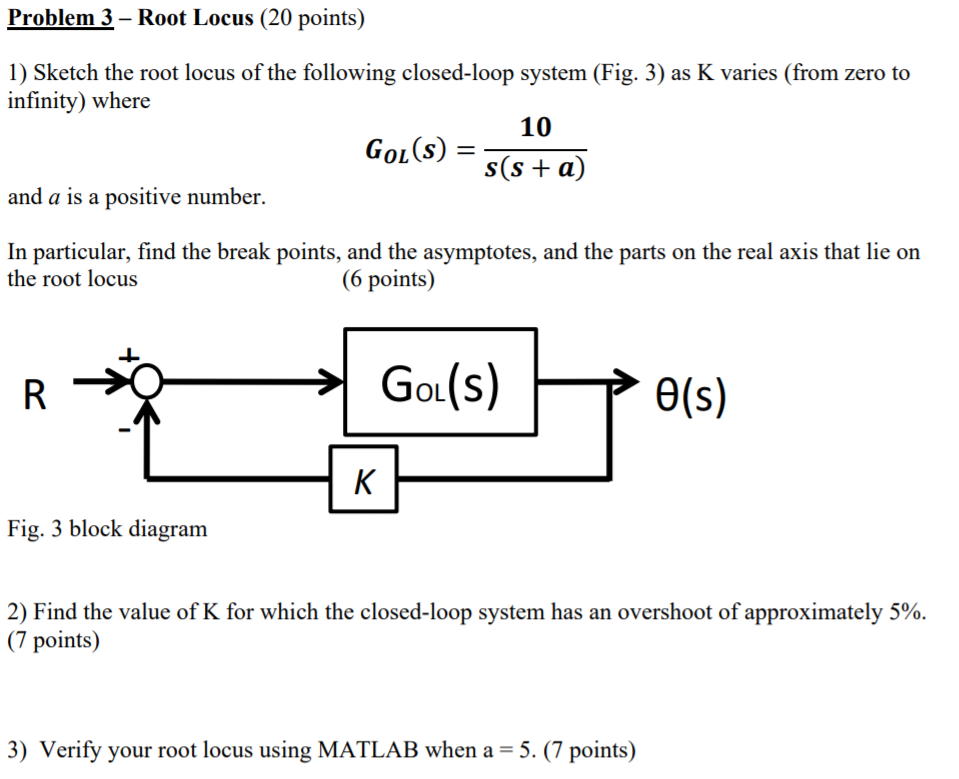 Solved Problem 3- Root Locus (20 points) 1) Sketch the root | Chegg.com