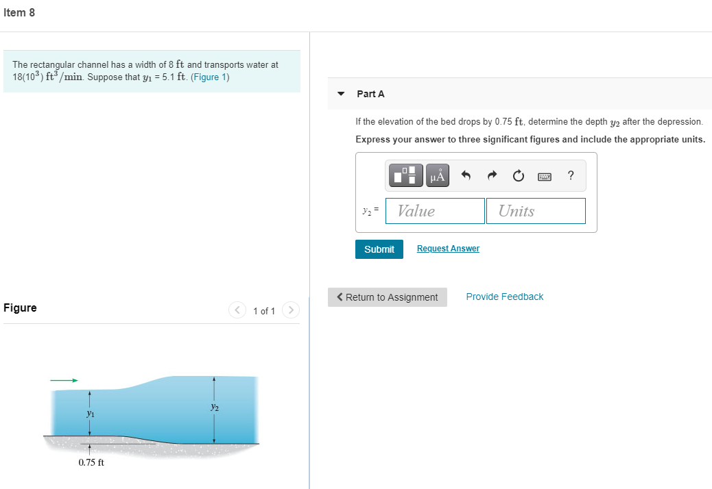 Solved Item 8 The rectangular channel has a width of 8 ft | Chegg.com