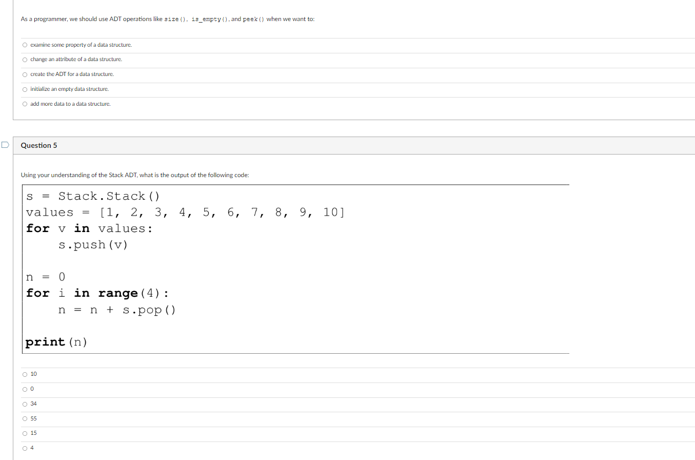 Solved As A Programmer We Should Use Adt Operations Like