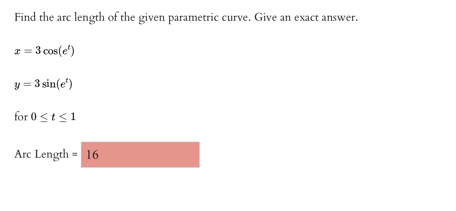 Solved Find the arc length of the given parametric curve. | Chegg.com