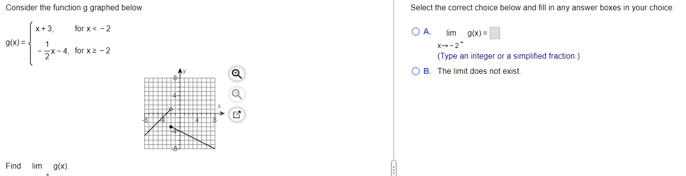 Solved Consider the function g graphed below. Select the | Chegg.com
