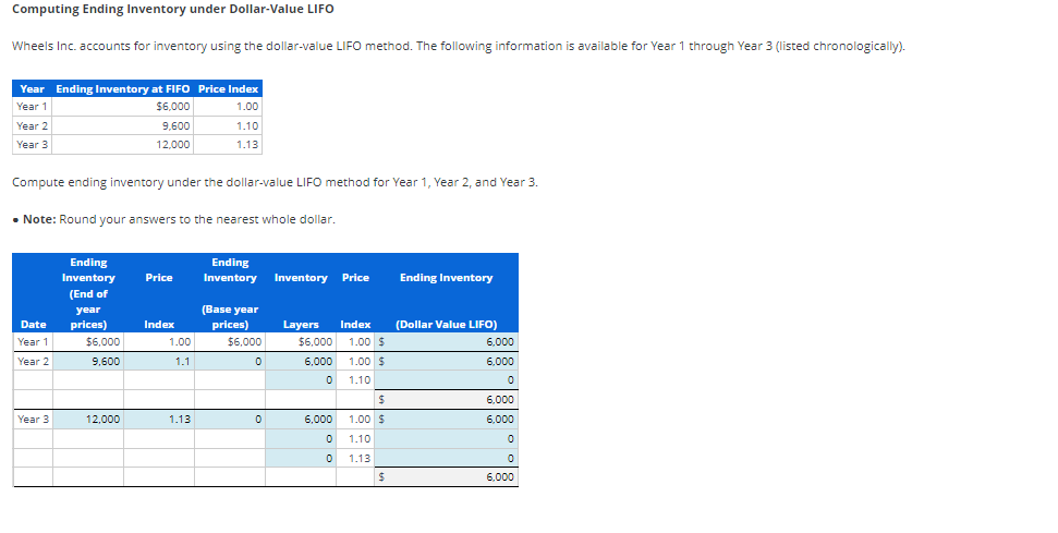 Solved Computing Ending Inventory Under Dollar Value Lifo