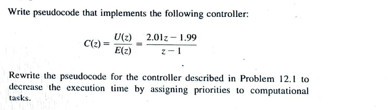 Solved Write pseudocode that implements the following | Chegg.com