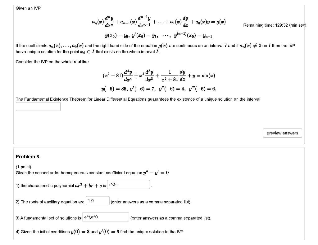 Solved Problem 5. (1 point) Fundamental Existence Theorem | Chegg.com