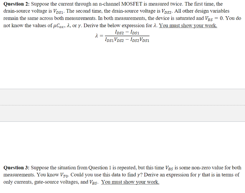 uCox The square-law model is frequently used to model | Chegg.com