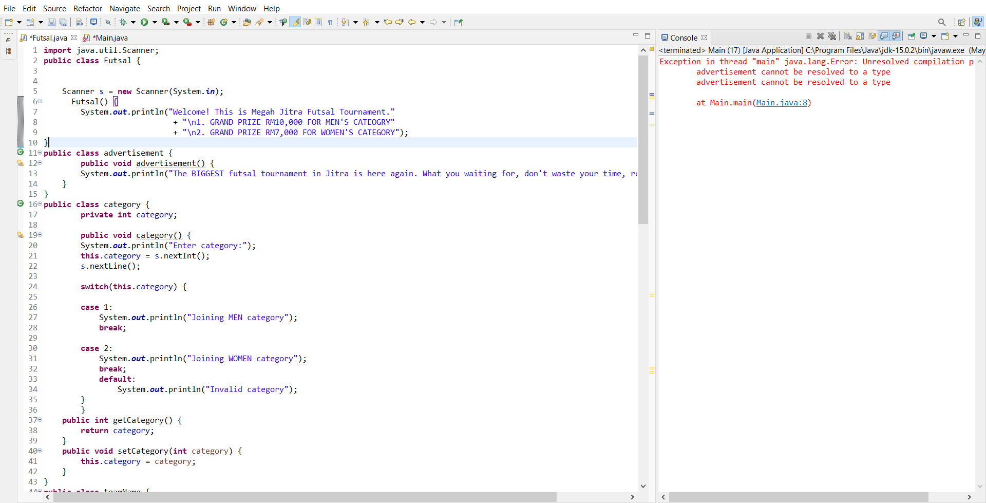 Solved Why it become error when I want to print class | Chegg.com