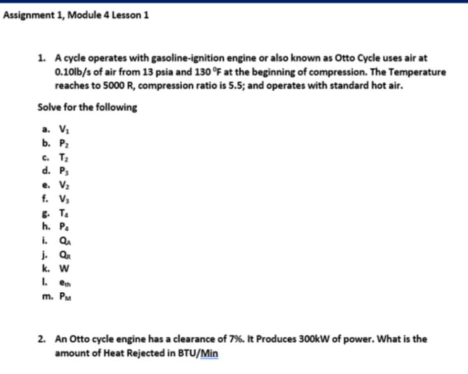 Solved Assignment 1, Module 4 Lesson 1 1. A cycle operates | Chegg.com