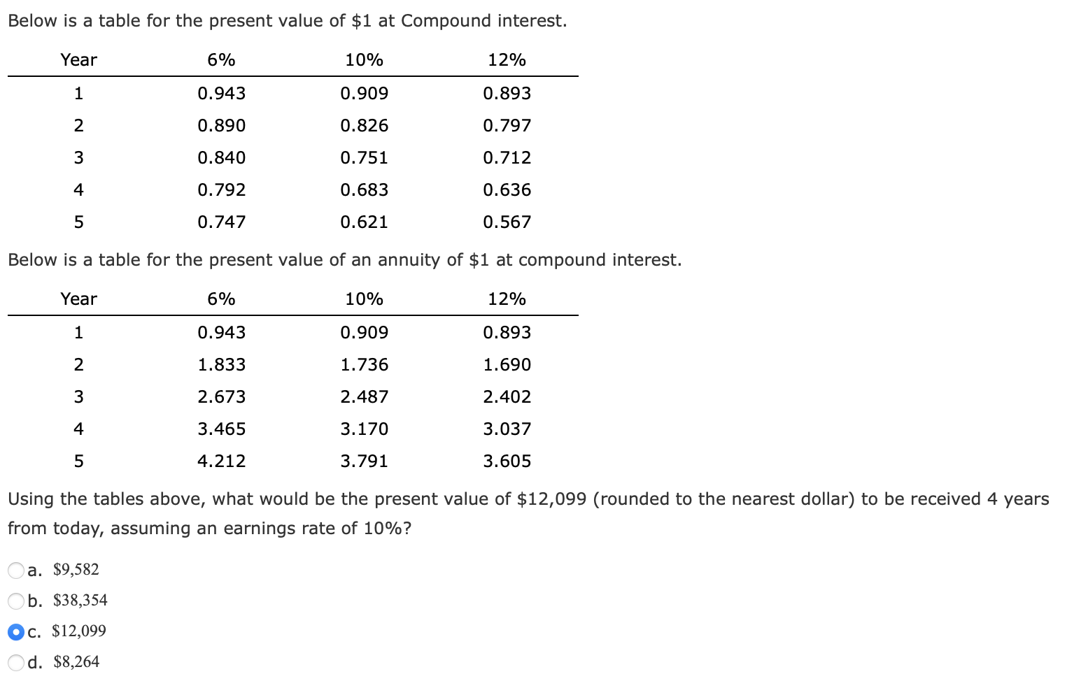 Solved Below is a table for the present value of $1 at | Chegg.com
