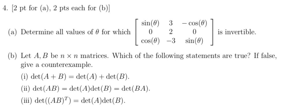 Solved 4. [2 pt for (a), 2 pts each for (b)] (a) Determine | Chegg.com