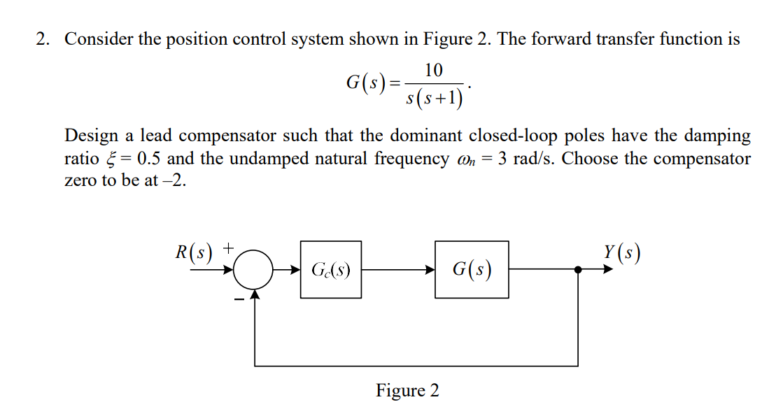 Solved 2. Consider the position control system shown in | Chegg.com