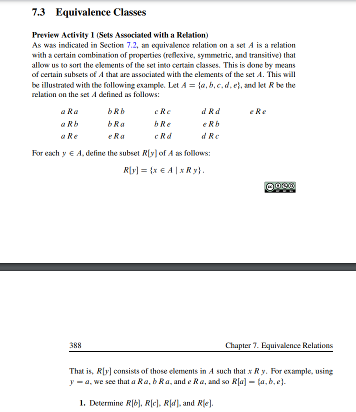 Solved 7.3 Equivalence Classes Preview Activity 1 (Sets | Chegg.com