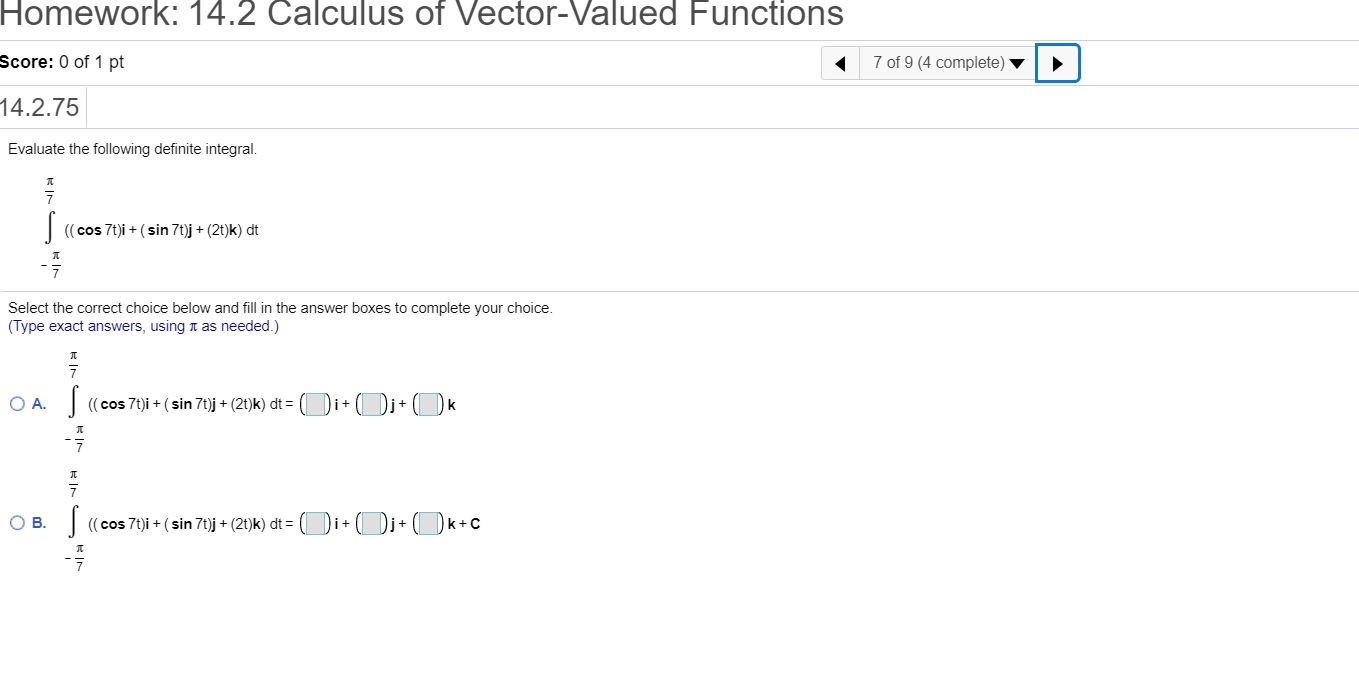 Solved Homework: 14.2 Calculus of Vector-Valued Functions | Chegg.com