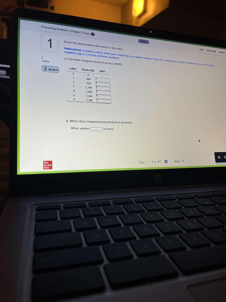 Solved Given the productivity information in the table, | Chegg.com