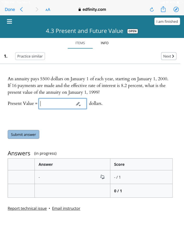 Solved Done AA edfinity.com I am finished 4.3 Present and | Chegg.com