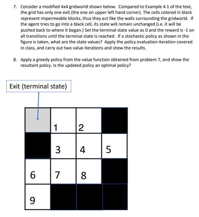 7. Consider a modified 4×4 gridworld shown below. | Chegg.com