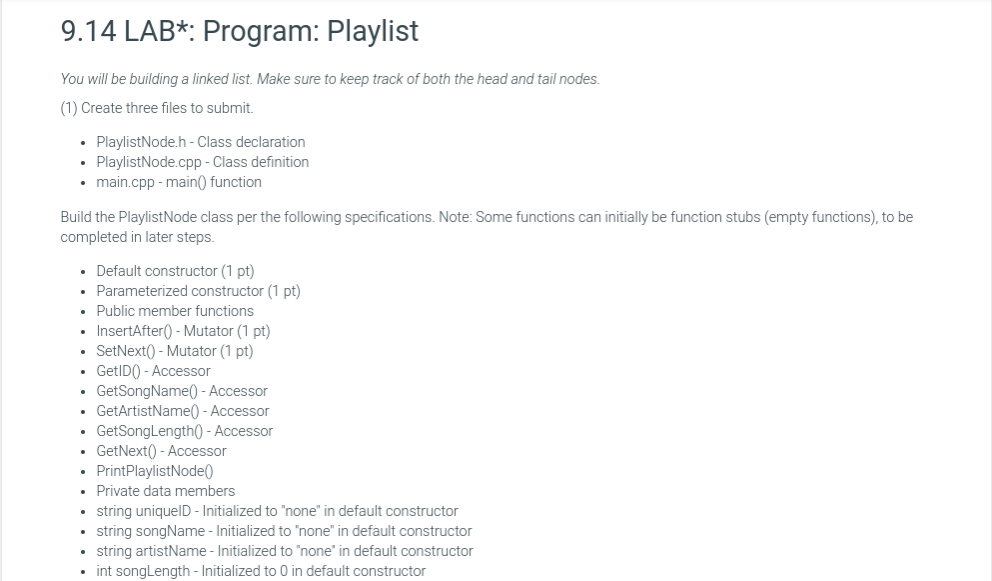 Solved 9.14 LAB*: Program: Playlist You will be building a | Chegg.com
