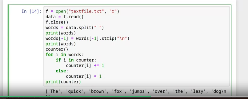 Solved In [14] : f= open("textfile.txt", "r") data = | Chegg.com