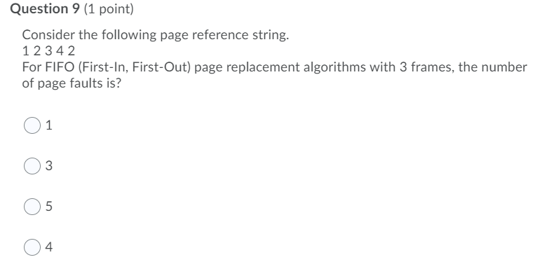 Solved Question 9 (1 point) Consider the following page | Chegg.com