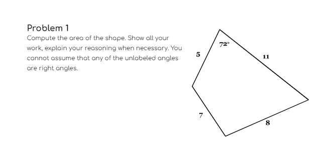 Solved Problem 1 Compute the area of the shape. Show all | Chegg.com