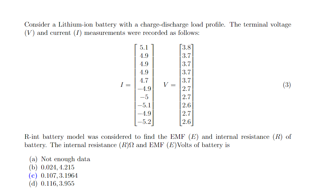 Solved Consider a Lithium-ion battery with a | Chegg.com