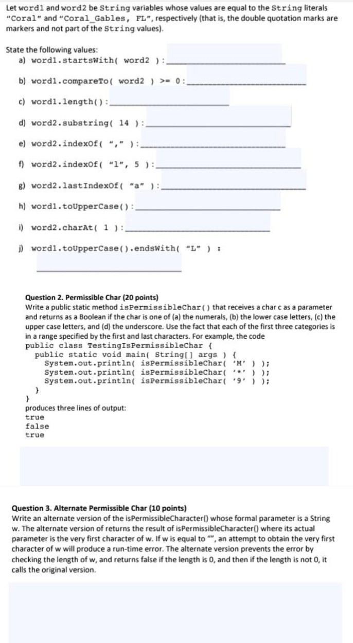 Solved Let Word1 And Word 2 Be String Variables Whose Values
