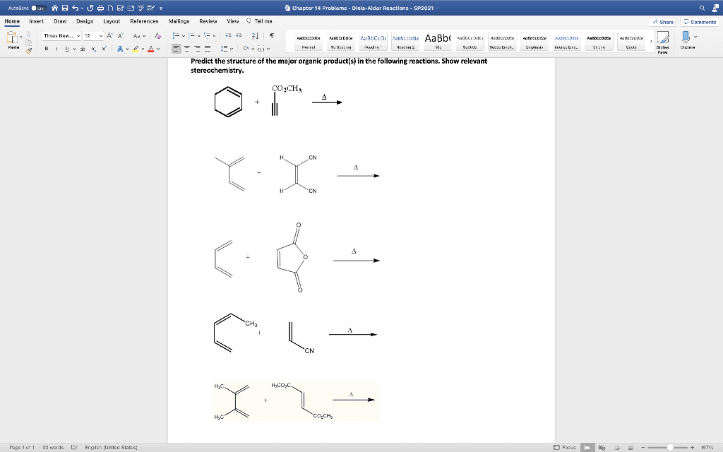 Solved AutoSave Chapter 14 Problems - Diels-Alder Reactions | Chegg.com