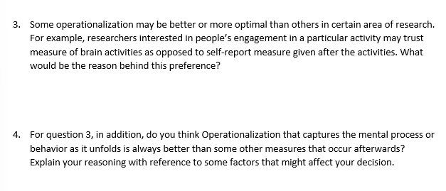 Solved Some operationalization may be better or more optimal | Chegg.com