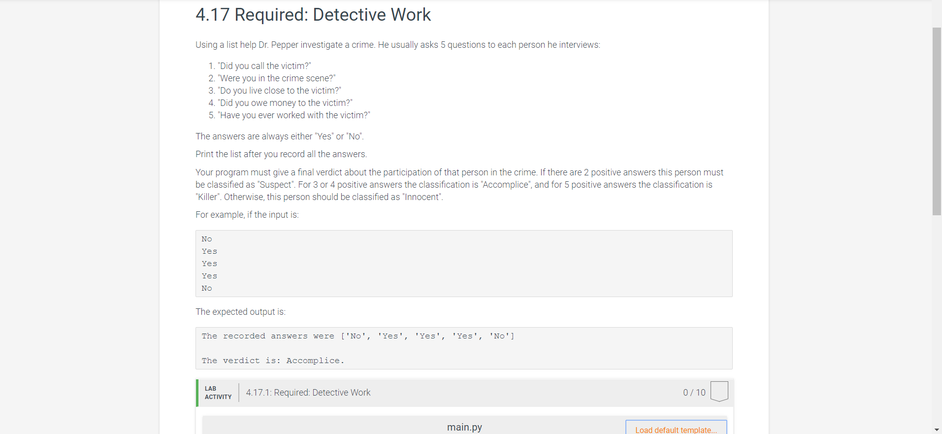Solved 4.17 Required: Detective Work Using a list help Dr. | Chegg.com