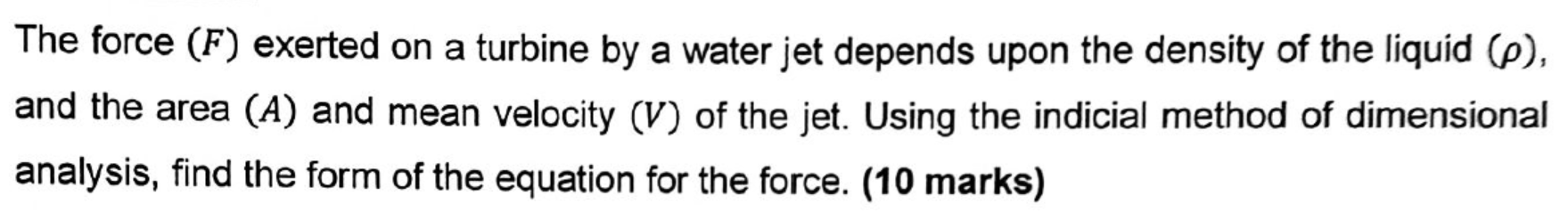 Solved The force (F) exerted on a turbine by a water jet | Chegg.com