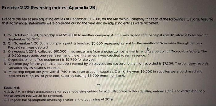 Solved Exercise 2-22 Reversing entries [Appendix 2B] Prepare | Chegg.com