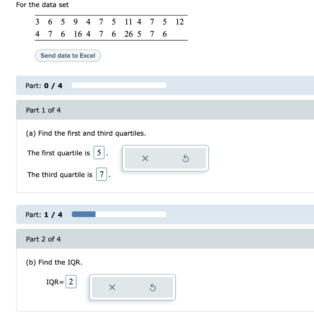 Solved For the data set Part: 0 / 4 Part 1 of 4 (a) Find the | Chegg.com