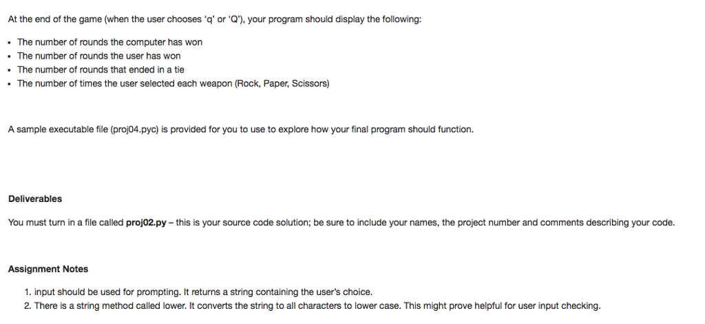 Solved Python: for Rock, paper, Scissors game. | Chegg.com
