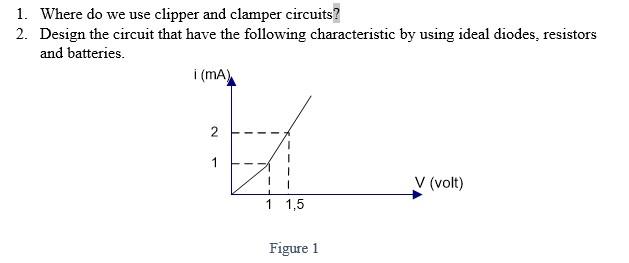 Solved 1. Where do we use clipper and clamper circuits? 2. | Chegg.com
