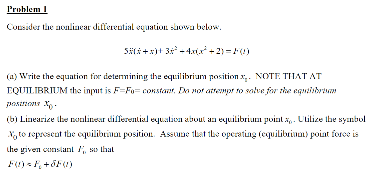 Solved Consider the nonlinear differential equation shown | Chegg.com