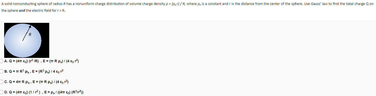Solved A solid nonconducting sphere of radius R has a | Chegg.com