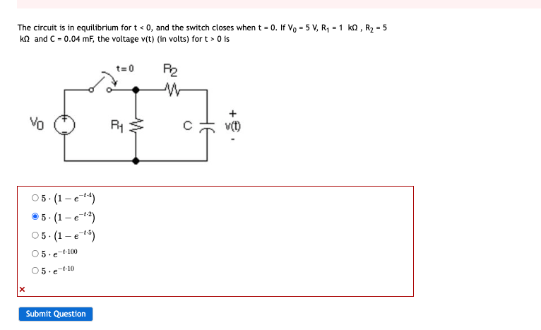 Solved The circuit is in equilibrium for t