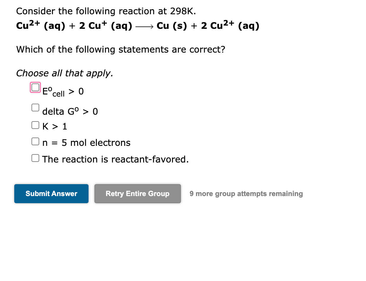 Solved Consider the following reaction at 298 K. | Chegg.com