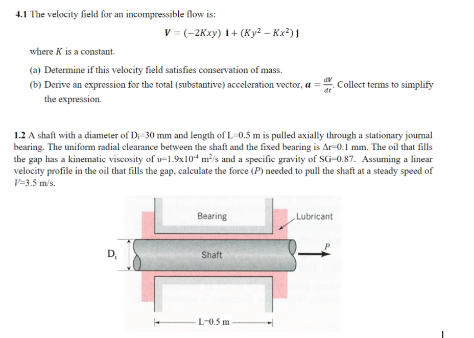 Solved 4.1 The velocity field for an incompressible flow is: | Chegg.com