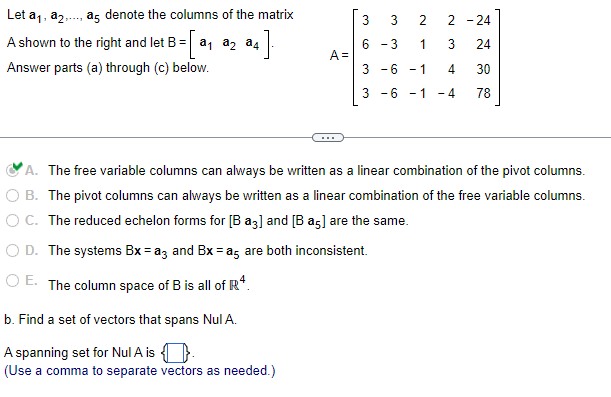 Solved Let a1,a2,…,a5 denote the columns of the matrix A | Chegg.com
