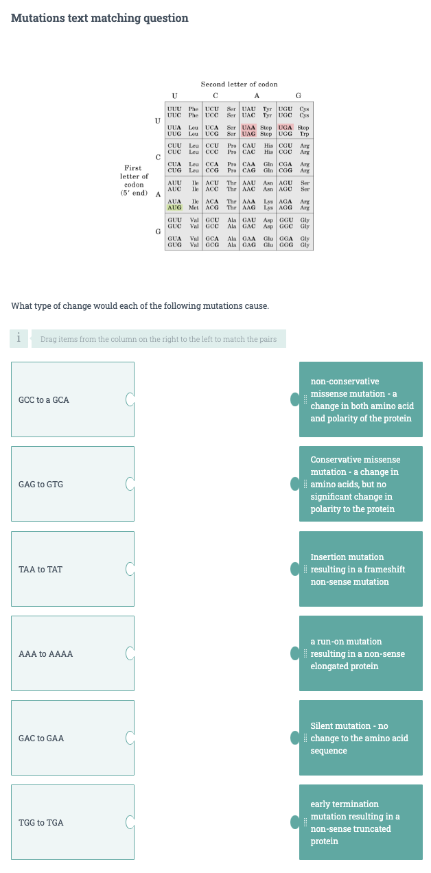 Solved Mutations Text Matching Question De What Type Of