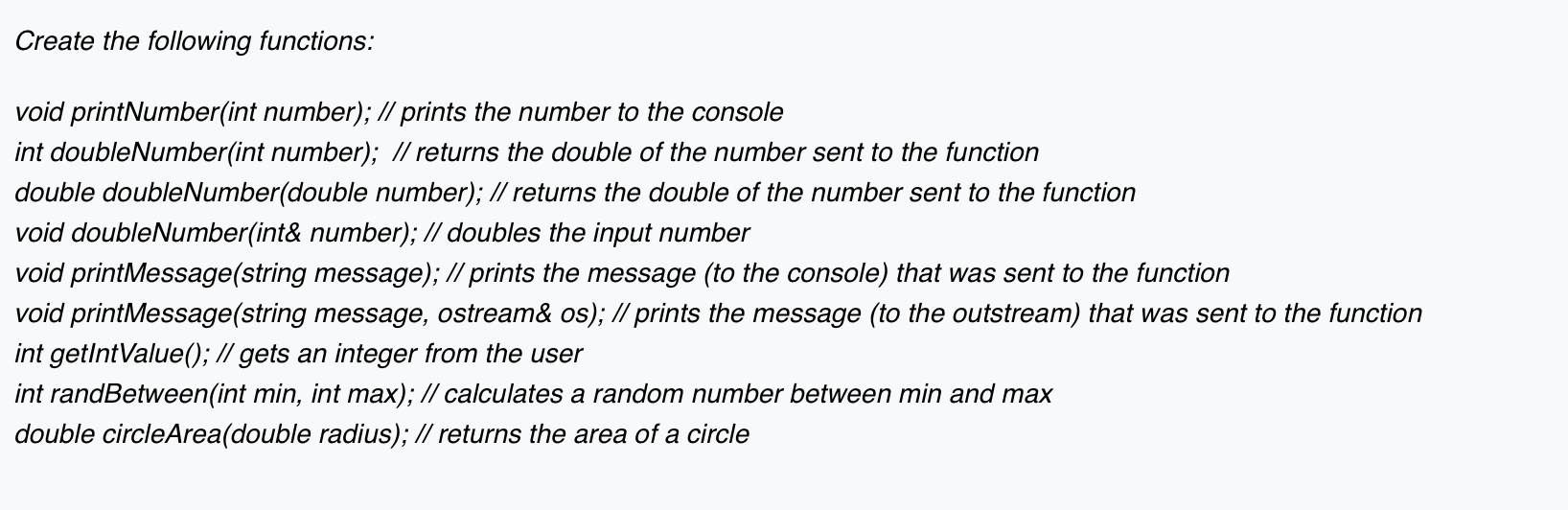Solved Create the following functions: void printNumber(int | Chegg.com