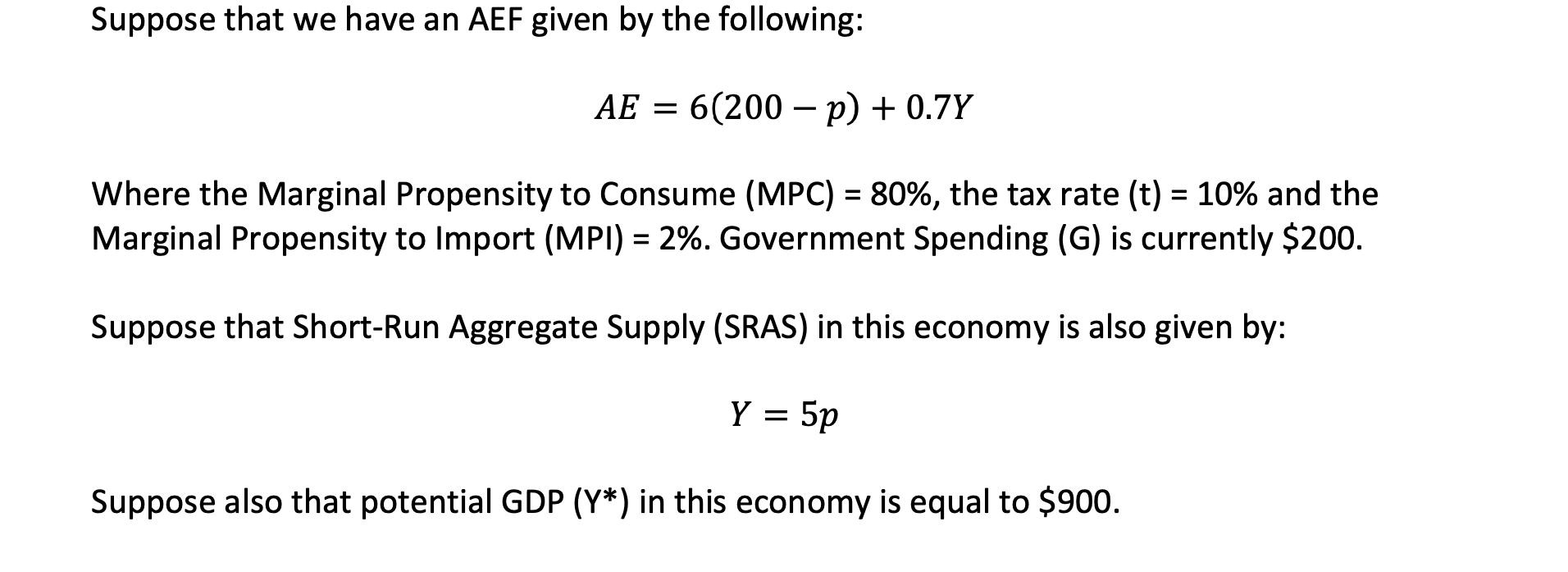 Solved Suppose that we have an AEF given by the following: | Chegg.com