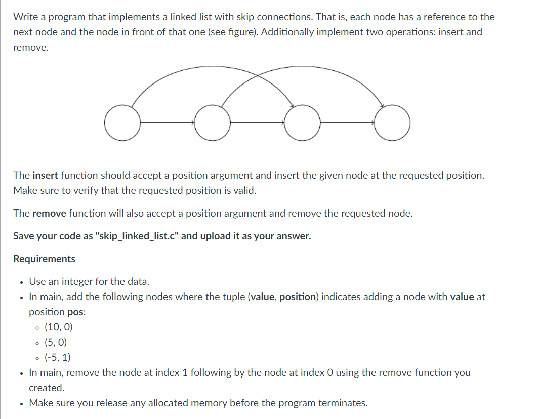 Solved Write a program that implements a linked list with | Chegg.com