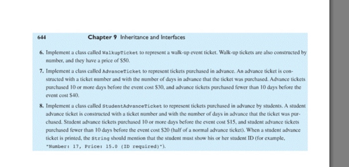 644 Chapter 9 Inheritance and Interfaces 6. Implement | Chegg.com