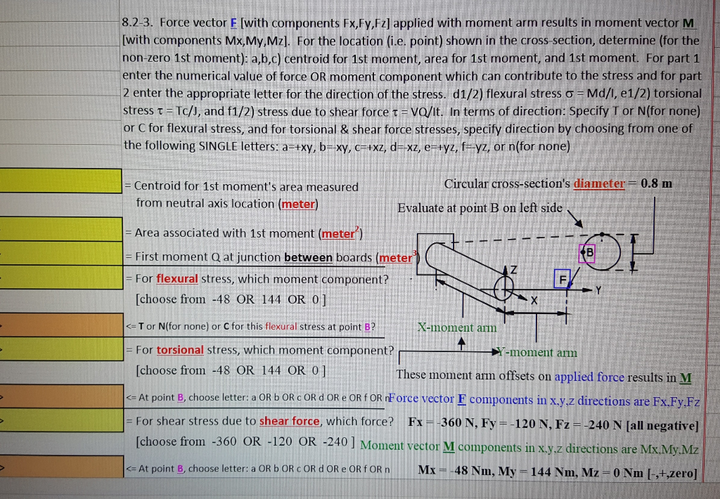 Solved 8.2-3. Force vector E [with components Fx,Fy,Fz] | Chegg.com