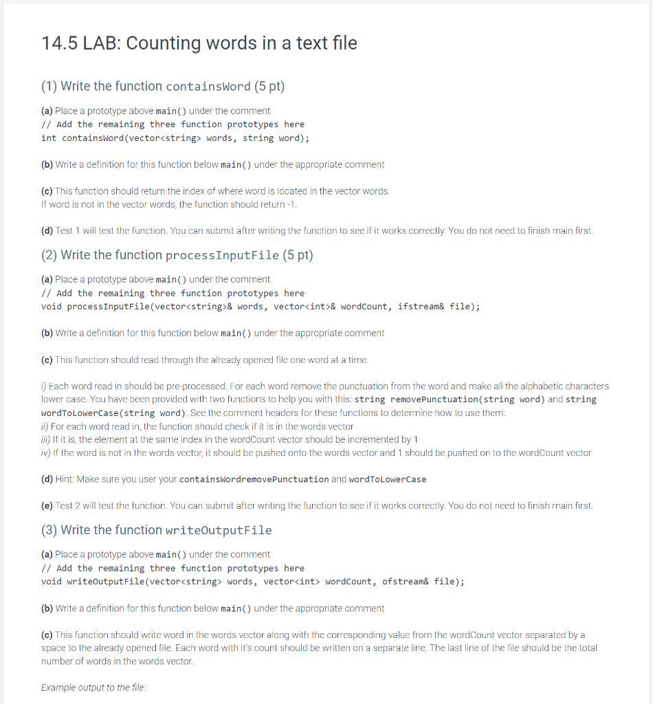 Solved 14.5 LAB: Counting words in a text file (1) Write the | Chegg.com