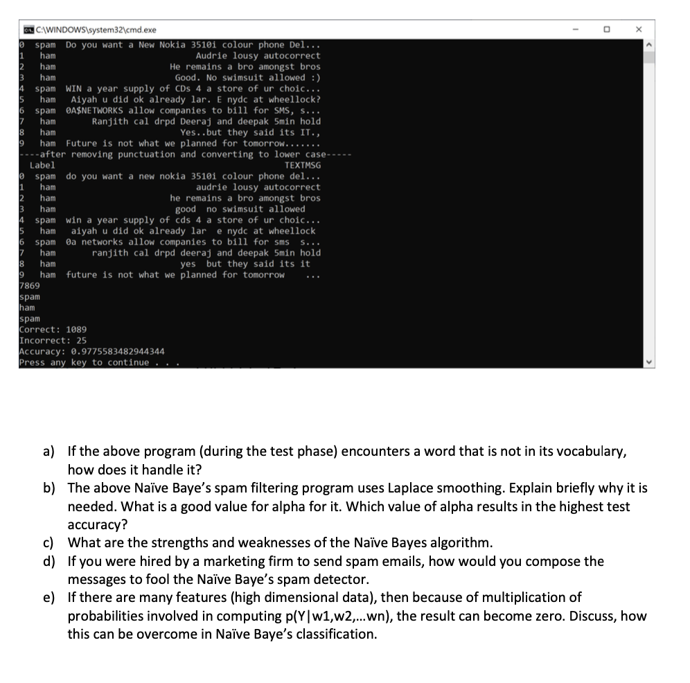 Problem # 1: a) Program the Naïve Baye's classifier | Chegg.com