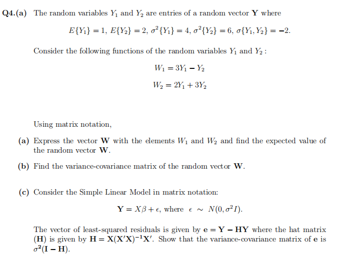 Solved (a) The random variables Y1 and Y2 are entries of a | Chegg.com